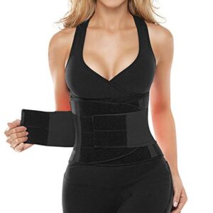 SHAPERX Women Waist Trainer Belt Waist Trimmer Belly Band Body Shaper Sports Girdles Workout Belt (SZ8002-Black, Large)