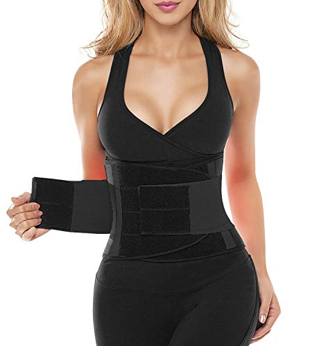 SHAPERX Women Waist Trainer Belt Waist Trimmer Belly Band Body Shaper Sports Girdles Workout Belt (SZ8002-Black, Large)