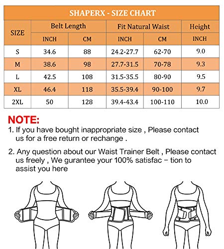 SHAPERX Women Waist Trainer Belt Waist Trimmer Belly Band Body Shaper Sports Girdles Workout Belt (SZ8002-Black, Large)