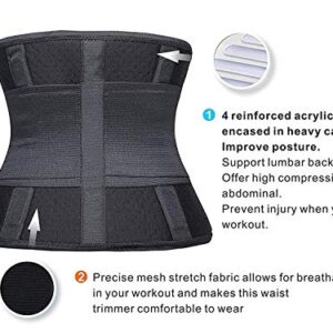 SHAPERX Women Waist Trainer Belt Waist Trimmer Belly Band Body Shaper Sports Girdles Workout Belt (SZ8002-Black, Large)