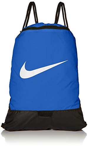 Nike Brasilia Training Gymsack, Drawstring Backpack with Zipper Pocket and Reinforced Bottom, Game Royal/Game Royal/White