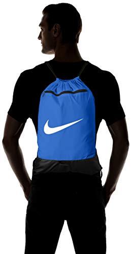 Nike Brasilia Training Gymsack, Drawstring Backpack with Zipper Pocket and Reinforced Bottom, Game Royal/Game Royal/White