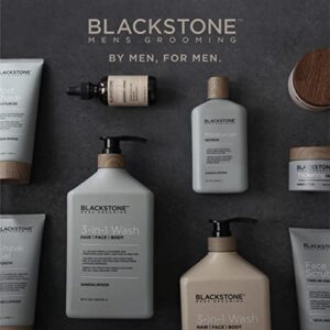 Blackstone Men's Grooming 2-in-1 Facial Scrub & Shave Gel with Vitamin E & Peppermint - Cleanse & Exfoliate | Hydrates Skin After Shaving | Paraben & Cruelty Free | USA Made, Sandalwood (6 oz)