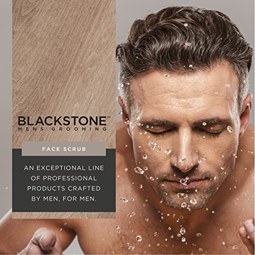 Blackstone Men's Grooming 2-in-1 Facial Scrub & Shave Gel with Vitamin E & Peppermint - Cleanse & Exfoliate | Hydrates Skin After Shaving | Paraben & Cruelty Free | USA Made, Sandalwood (6 oz)