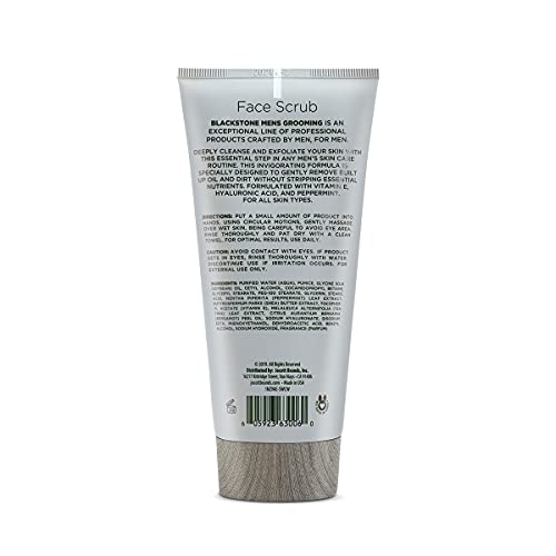 Blackstone Men's Grooming 2-in-1 Facial Scrub & Shave Gel with Vitamin E & Peppermint - Cleanse & Exfoliate | Hydrates Skin After Shaving | Paraben & Cruelty Free | USA Made, Sandalwood (6 oz)