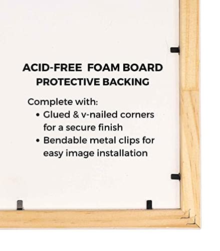 7x9 Frame White Solid Wood Picture Frame Includes UV Acrylic Shatter Guard Front, Acid Free Foam Backing Board, Hanging Hardware Wood Square Frame Wall Frames for Family Photos - no Mat