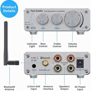 Fosi Audio BT10A-S Bluetooth 5.0 Stereo Audio Receiver Amplifier 100W TPA3116 2 Channel Mini Hi-Fi Class D Integrated Amp for Home Passive Speakers with Power Supply