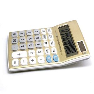 Meichoon Standard Function Desktop Calculator, Solar Battery Dual Power with 12 Digit Large LCD Display Basic Calculating Machine for Office/Home Elegant Design KA05