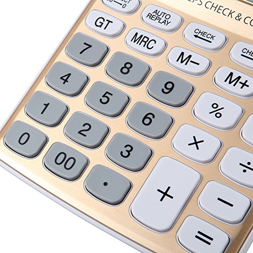 Meichoon Standard Function Desktop Calculator, Solar Battery Dual Power with 12 Digit Large LCD Display Basic Calculating Machine for Office/Home Elegant Design KA05