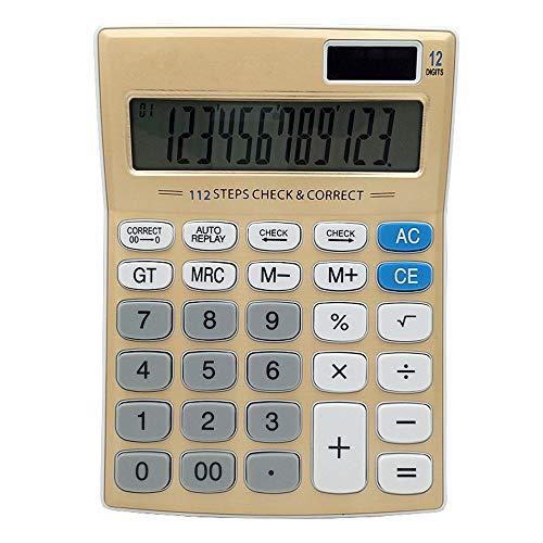 Meichoon Standard Function Desktop Calculator, Solar Battery Dual Power with 12 Digit Large LCD Display Basic Calculating Machine for Office/Home Elegant Design KA05