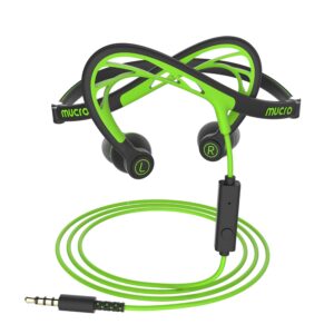 mucro Sports Earbuds Wired Running Headphones with Microphone, Neckband in-Ear Stereo Workout Earphones Designed for Jogging Gym Headsets,Green