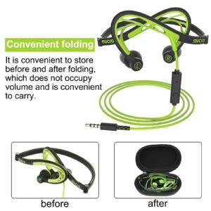 mucro Sports Earbuds Wired Running Headphones with Microphone, Neckband in-Ear Stereo Workout Earphones Designed for Jogging Gym Headsets,Green