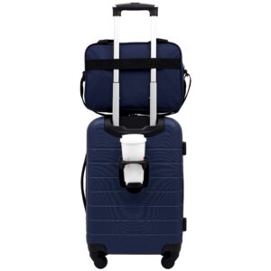 wrangler smart luggage cup holder and usb port, navy blue, 2 piece set