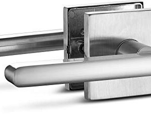 Berlin Modisch Passage Lever Door Handle Slim Square Non-Locking Lever Set [for Hallway or Closet Doors] Reversible for Right & Left Sided Doors Heavy Duty - Satin Nickel Finish