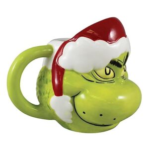 Dr. Seuss The Grinch Santa Hat 16 oz. Sculpted Ceramic Mug