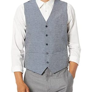 Perry Ellis mens Slim Fit End on End Linen Business Suit Vest, Bijou Blue-4esv4418, Large US