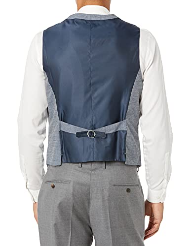 Perry Ellis mens Slim Fit End on End Linen Business Suit Vest, Bijou Blue-4esv4418, Large US