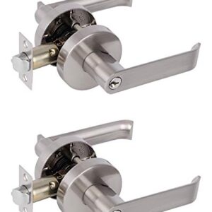 Probrico Heavy Duty Keyed Alike Entry Door Levers Entrance Door Locksets Satin Nickel Finished for Exterior Door and Front Door, 2 Pack