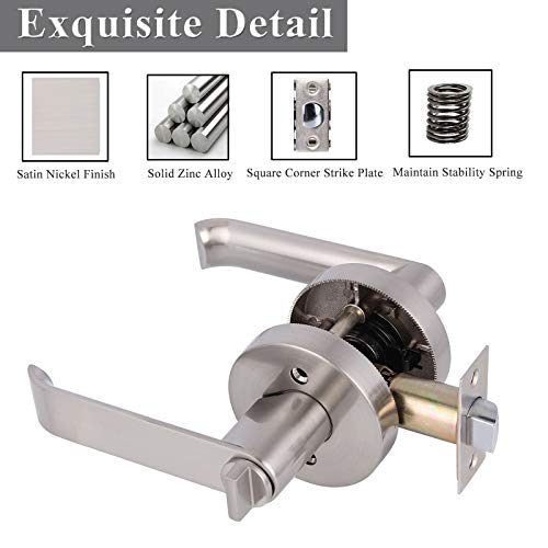 Probrico Heavy Duty Keyed Alike Entry Door Levers Entrance Door Locksets Satin Nickel Finished for Exterior Door and Front Door, 2 Pack