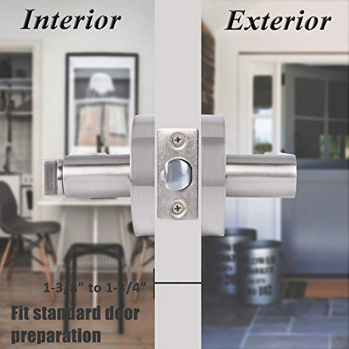 Probrico Heavy Duty Keyed Alike Entry Door Levers Entrance Door Locksets Satin Nickel Finished for Exterior Door and Front Door, 2 Pack