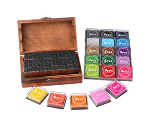 dedoot vintage alphabet stamps set with ink pad 20 colors, 70pcs vintage wooden rubber letter number and symbol stamp and 20 colors stamp ink pad for card making diy crafting scrapbooking