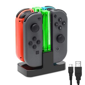 fastsnail charging dock compatible with nintendo switch for joy con & oled model controller with lamppost led indication, charger stand station with charging cable