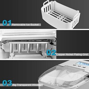 COSTWAY Countertop Ice Maker, 26LBS/24H with Self-Clean Function, LCD Display, 9 Bullet Ice/ 7 Mins, Portable and Compact Ice Machine with Ice Scoop, for Homes, Offices, Bars, Stainless Steel