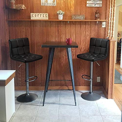 Yaheetech Bar Stools Set of 2 - Modern Adjustable Kitchen Island Chairs Counter Height Barstools Swivel PU Leather Chair Black 30 inches,X-Large Base and Seat