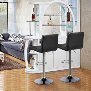 Yaheetech Bar Stools Set of 2 - Modern Adjustable Kitchen Island Chairs Counter Height Barstools Swivel PU Leather Chair Black 30 inches,X-Large Base and Seat