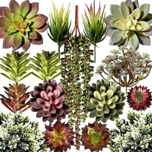 miltonson artificial succulent plants fake assorted - 16 pack - unpotted face succulent plants - realistic textured succulents picks - fake plants for decoration - faux aloe cactus plant bulk