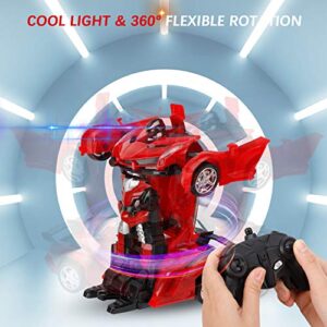 FIGROL Transform RC Car Robot, Remote Control Car Independent 2.4G Robot Deformation RC Car Toy with One Button Transformation & 360 Speed Drifting 1:18 Scale