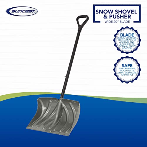 Suncast 20" Combination Snow Shovel/Pusher, Grey/Black