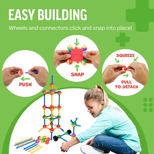 STEM Master Building Blocks Educational Toys Ages 4-8 - STEM Toys Kit w/176 Durable Pieces Stem Toys for Kids 5-7 Year Old