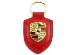 genuine porsche crest keyring red