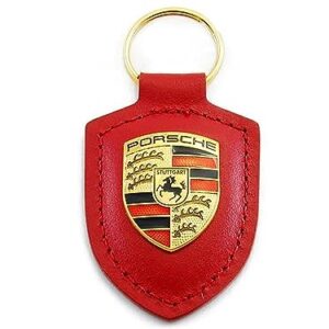 GENUINE Porsche Crest Keyring Red