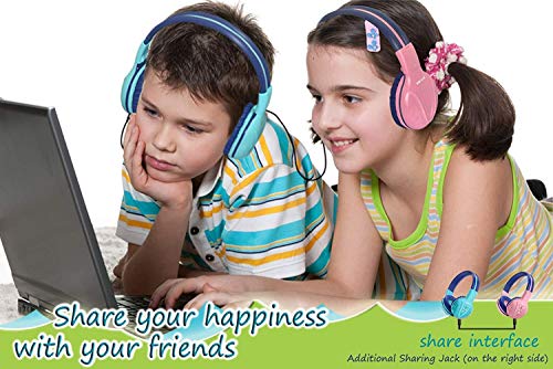 SIMOLIO Kids Bluetooth Headphones with Microphone, Wireless Childrens Headphones with Safe Volume, Foldable Adjustable Headband, Over-Ear Headphones for Boys Girls Toddler Tablet Travel Airplane Blue