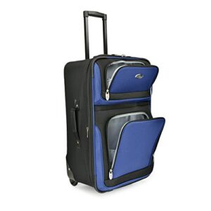 U.S. Traveler New Yorker Lightweight Softside Expandable Travel Rolling Luggage, Blue, 4-Piece Set (15/21/25/29)