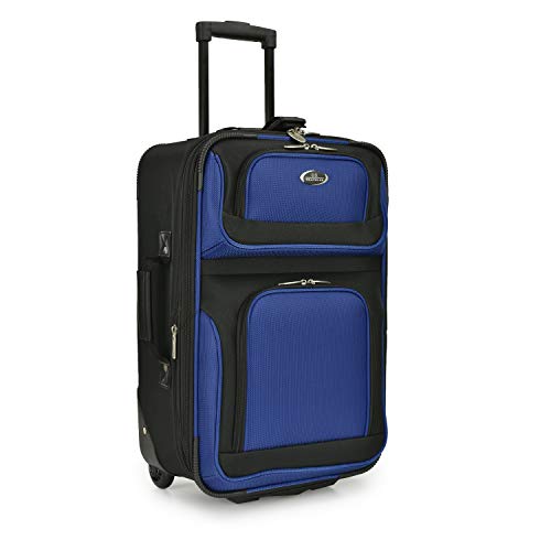 U.S. Traveler New Yorker Lightweight Softside Expandable Travel Rolling Luggage, Blue, 4-Piece Set (15/21/25/29)