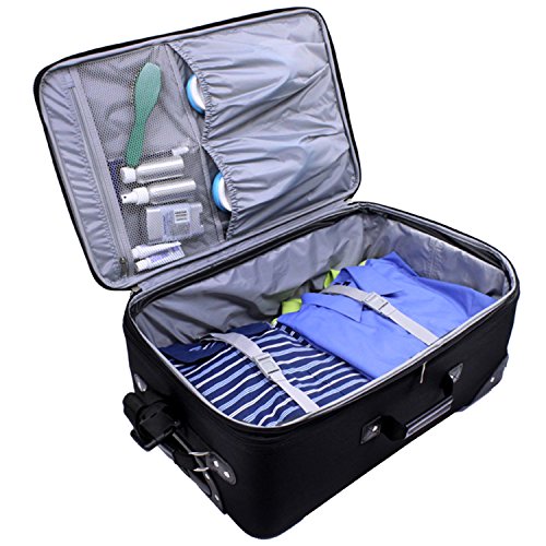 U.S. Traveler New Yorker Lightweight Softside Expandable Travel Rolling Luggage, Blue, 4-Piece Set (15/21/25/29)