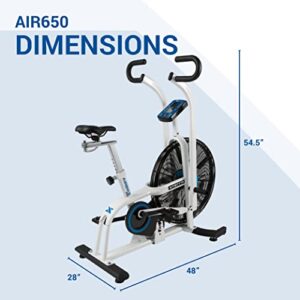 XTERRA Fitness AIR650 Air Bike Pro Industrial Grade Chain Drive System with Fully Adjustable Design and Padded Seat for Full Body Workout