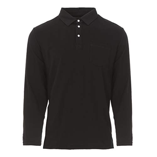 KicKee Menswear Solid Long Sleeve Performance Jersey Polo in Midnight - XS