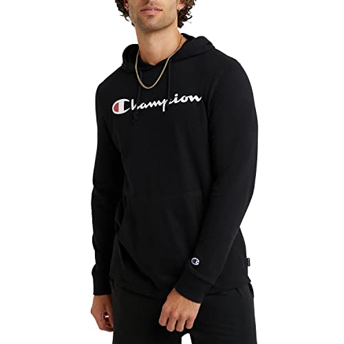 Champion Hoodie, Cotton Mid-Weight Hooded T-Shirt, Comfortable Men's Tee, Black-549921, XX-Large