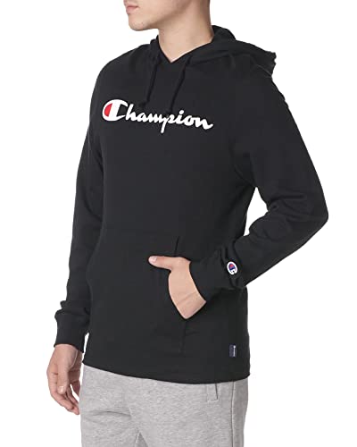 Champion Hoodie, Cotton Mid-Weight Hooded T-Shirt, Comfortable Men's Tee, Black-549921, XX-Large