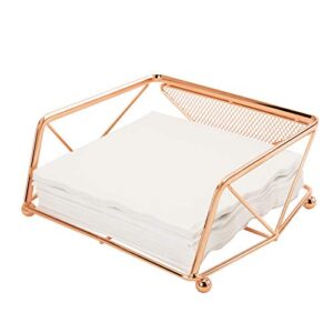 kitchen details geode free standing napkin holder | dimensions: 8. 25"x 7"x 3. 25" | geometric design | freestanding | rust resistant | kitchen accessories | chrome, medium, copper