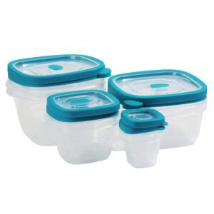 kitchen details air tight 16 piece food storage container set | contains: 2-4oz, 2-16oz, 2-40oz, 2-56oz container | bpa free | teal | kitchen organization | food fresh