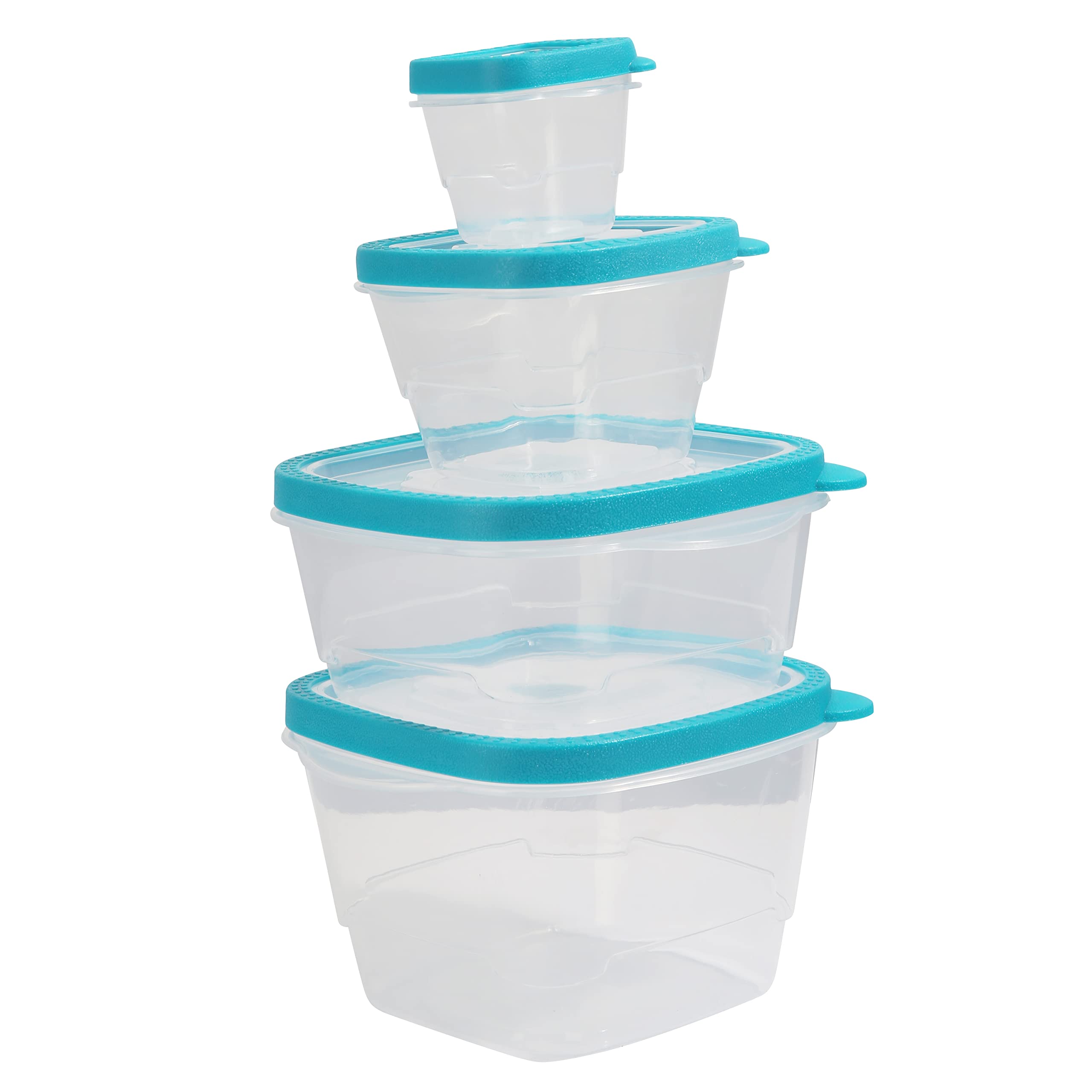 Kitchen Details Air Tight 16 Piece Food Storage Container Set | Contains: 2-4oz, 2-16oz, 2-40oz, 2-56oz Container | BPA Free | Teal | Kitchen Organization | Food Fresh