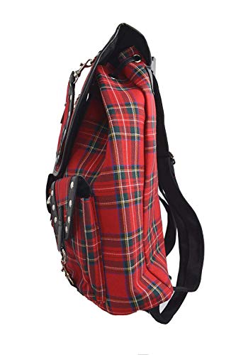 Lost Queen London Red Tartan Plaid Checked Drawstring Rucksack Backpack