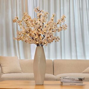 Sunm Boutique Silk Cherry Blossom Branches, Artificial Cherry Blossom Tree Stems Faux Cherry Flowers Vase Arrangements for Wedding Home Decor, Set of 3