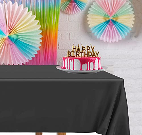 DecorRack 2 Rectangular Tablecloths -BPA- Free Plastic, 54 x 108 inch, Dining Table Cover Cloth Rectangle for Parties, Picnic, Camping and Outdoor, Disposable or Reusable in Black (2 Pack)