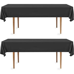 DecorRack 2 Rectangular Tablecloths -BPA- Free Plastic, 54 x 108 inch, Dining Table Cover Cloth Rectangle for Parties, Picnic, Camping and Outdoor, Disposable or Reusable in Black (2 Pack)